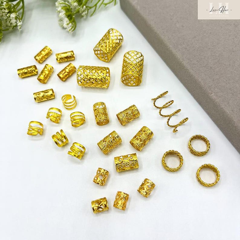 Metal Hair Cuffs, 90pcs Gold Silver Hair Rings, Hair Ring Set for ...
