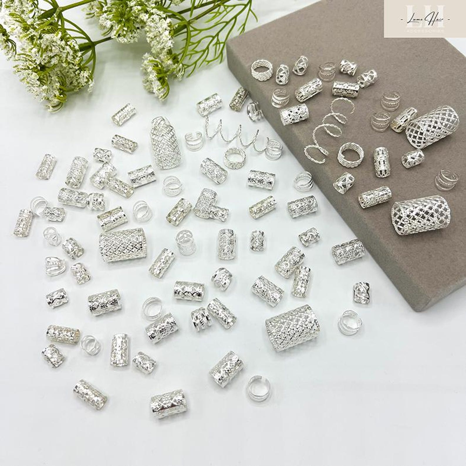 Metal Hair Cuffs, 90pcs Gold Silver Hair Rings, Hair Ring Set for ...