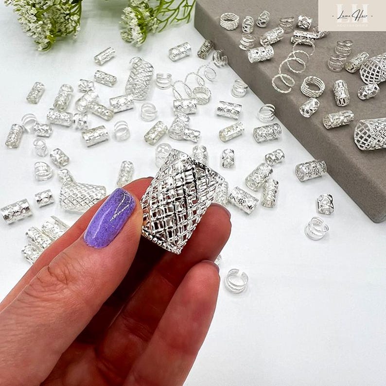 Metal Hair Cuffs, 90pcs Gold Silver Hair Rings, Hair Ring Set for ...