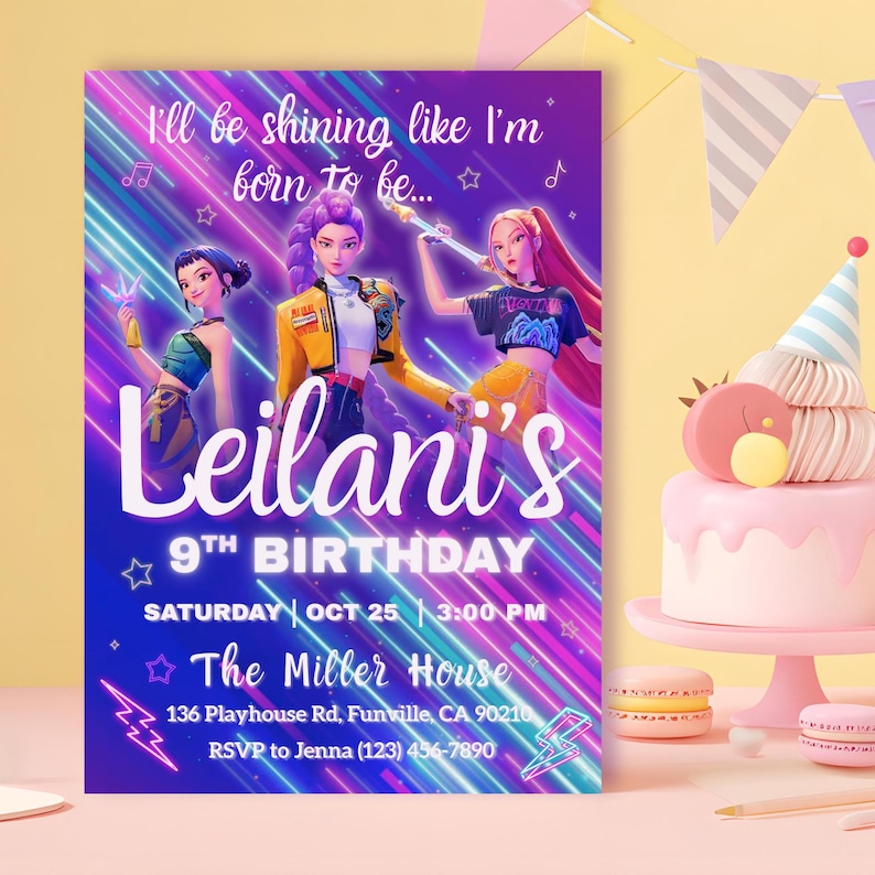 Kpop Demon Hunters Birthday Invitation Template, Editable Canva ...