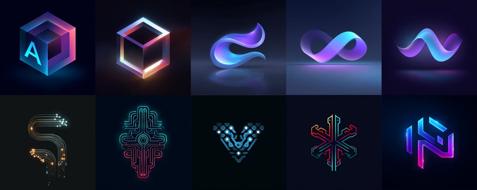 Futuristic AI Tech Logos | Dark Modern Startup Branding (instant ...