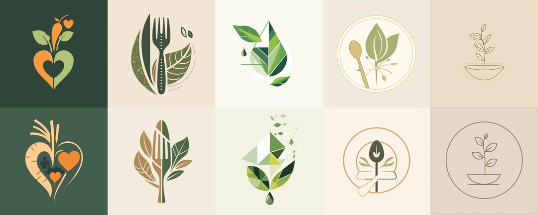 Pack De 10 Logos Vegan & Healthy – Naturel, Doux Moderne | Handmade by ...