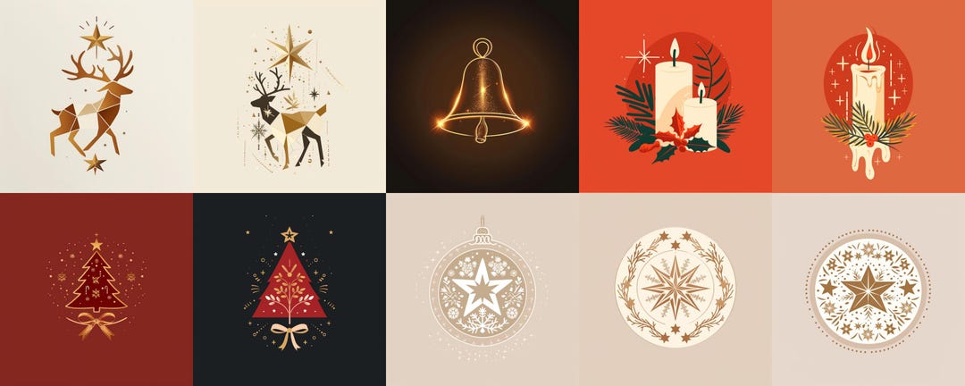 Pacchetto 10 Loghi Natale Artigianale | Elegante / Naturale / Minimal ...