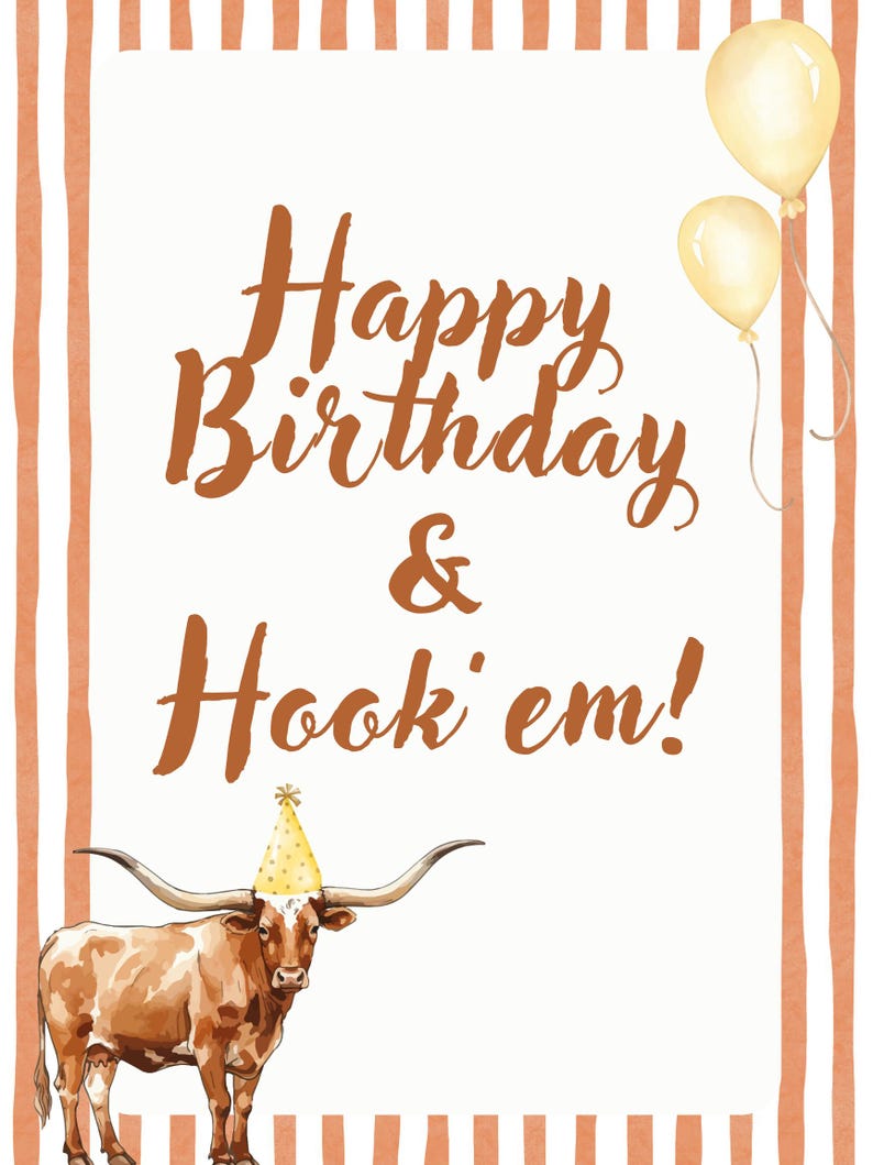 Texas Longhorn/ the University of Texas (UT) Themed Birthday Poster and ...