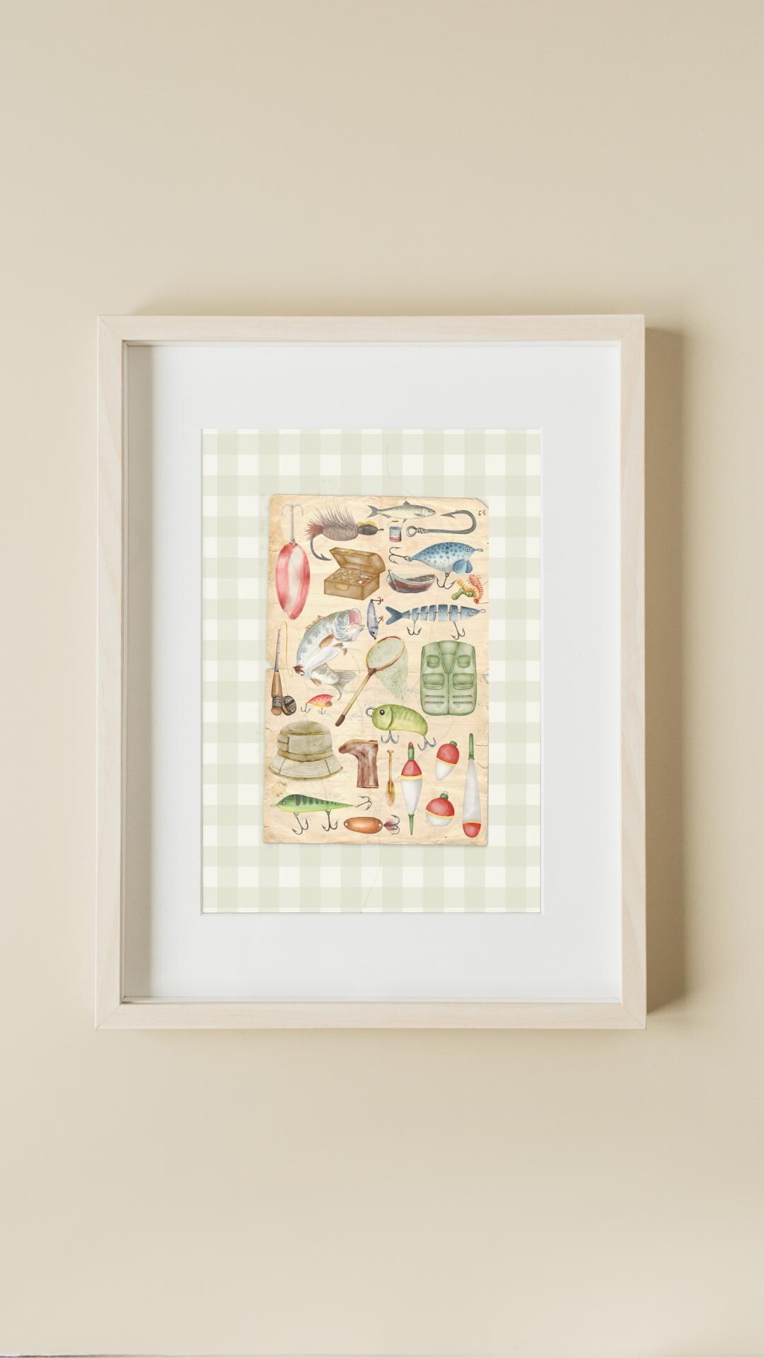 Vintage Fishing Gear Print | Rustic Cabin Wall Art - Etsy