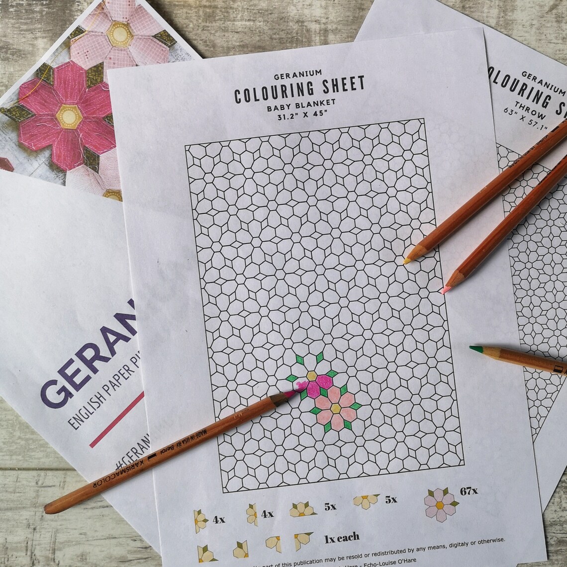 Geranium English Paper Piecing Pattern Flower EPP PDF - Etsy