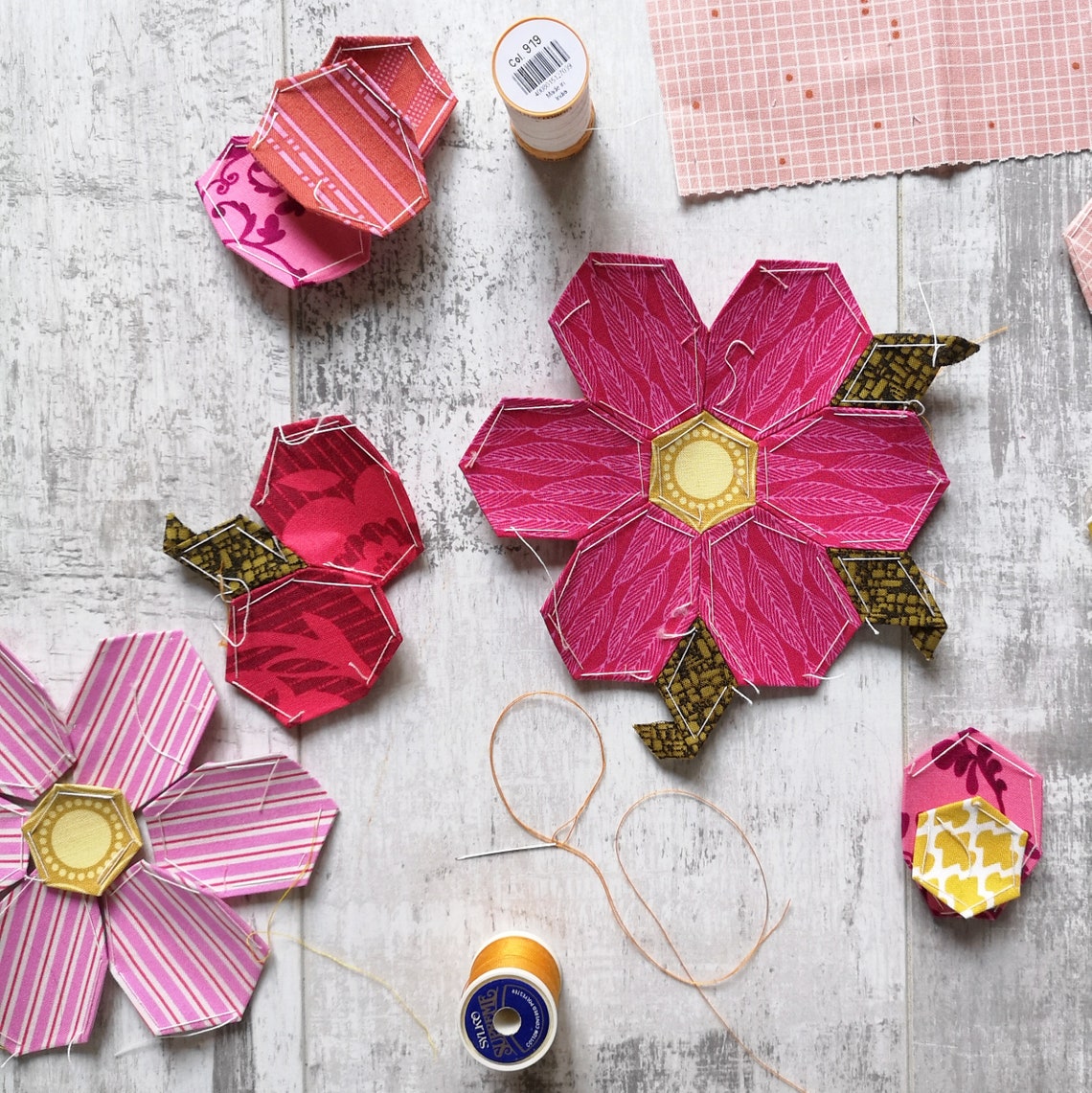 Geranium English Paper Piecing Pattern Flower EPP PDF - Etsy