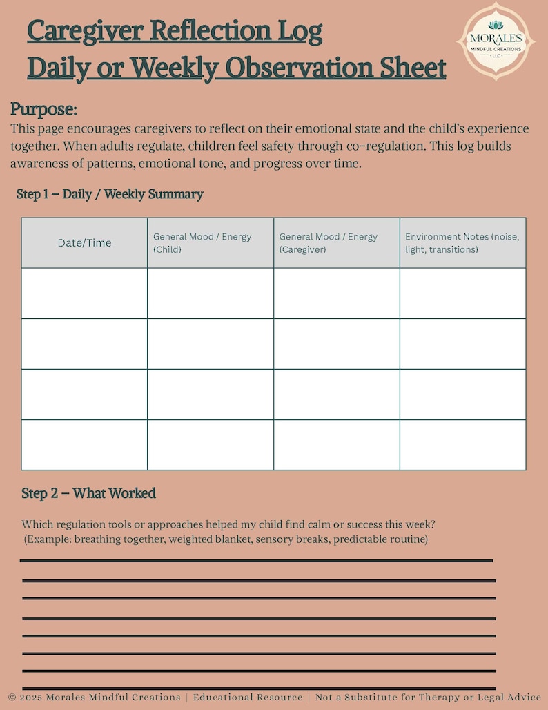 Caregiver Reflection and Journal | Parenting Neurodivergent Children ...