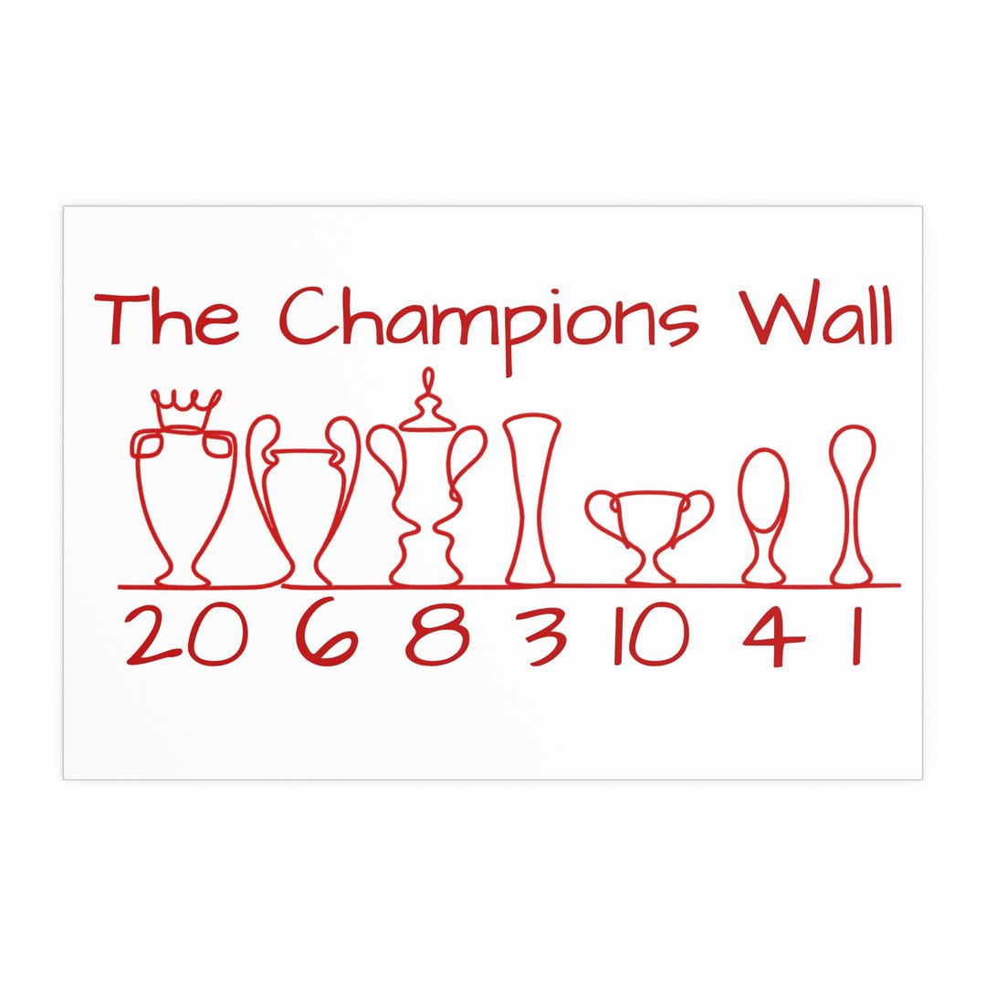 The Champions Wall, Liverpool FC Fan Art, Trophy Cabinet, LFC Decor ...