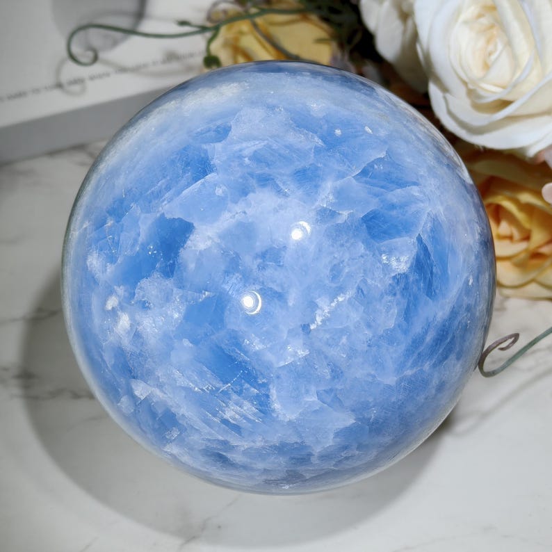 Blue Celestite Sphere, Premium Natural Blue Celestite Ball, Blue Quartz ...