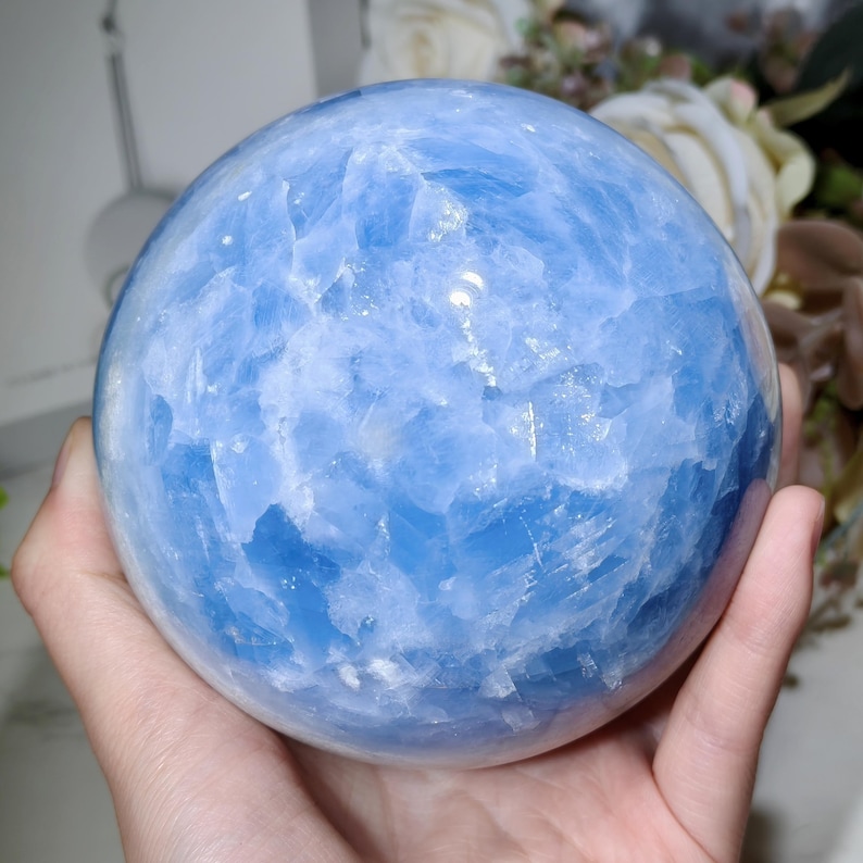 Blue Celestite Sphere, Premium Natural Blue Celestite Ball, Blue Quartz ...