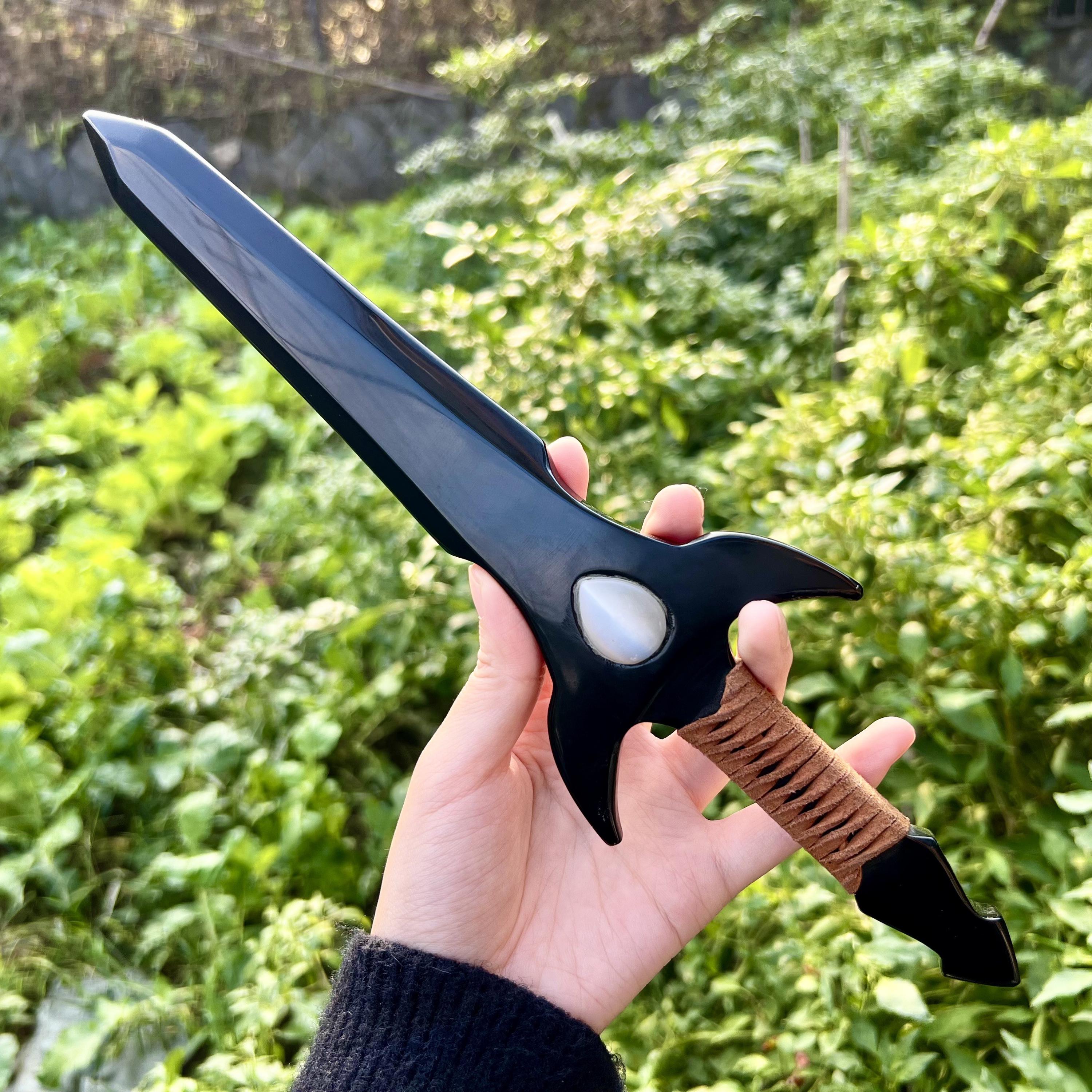 Black Obsidian Sword With Gift Box, Ceremonial Blade Rope Handle ...