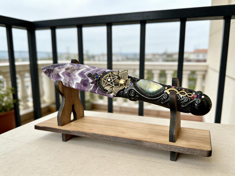 Handmade Altar Athame With Dream Amethyst Blade, Obsidian Bottom ...