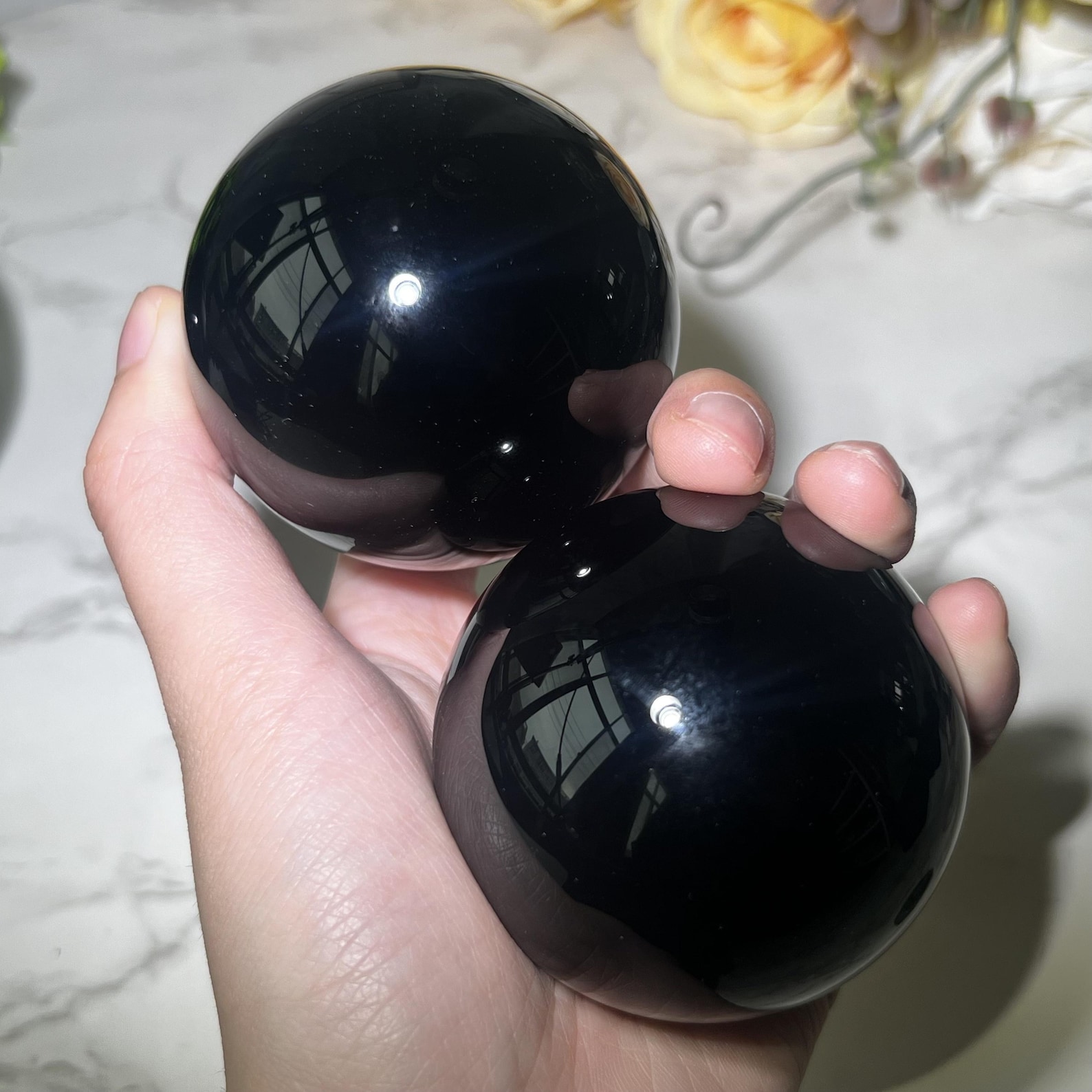 Natural Black Obsidian Sphere, Polished Premium Obsidian Crystal Sphere ...