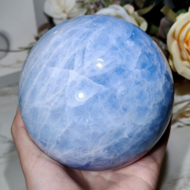 Blue Celestite Sphere, Premium Natural Blue Celestite Ball, Blue Quartz ...
