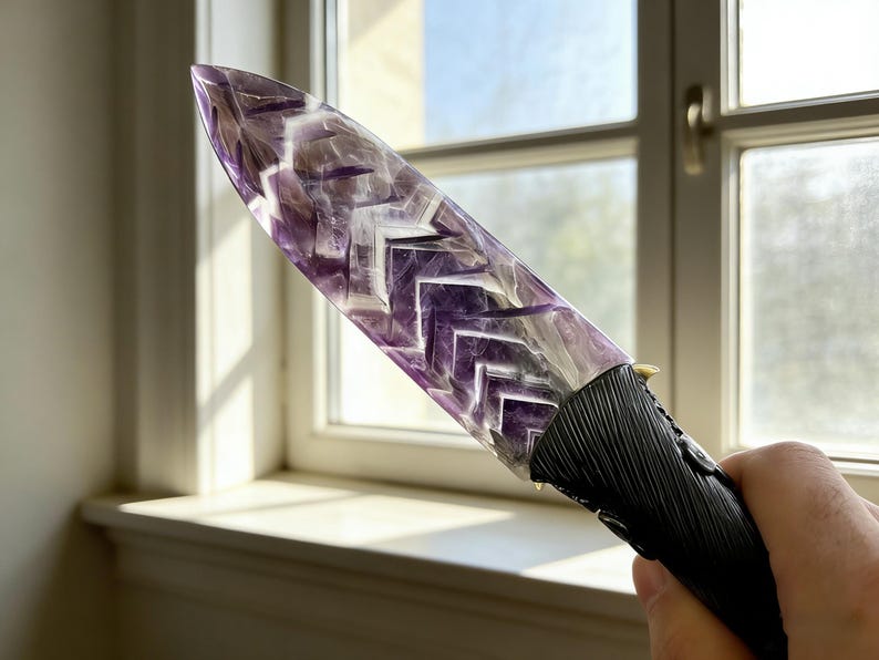 Handmade Altar Athame With Dream Amethyst Blade, Obsidian Bottom ...
