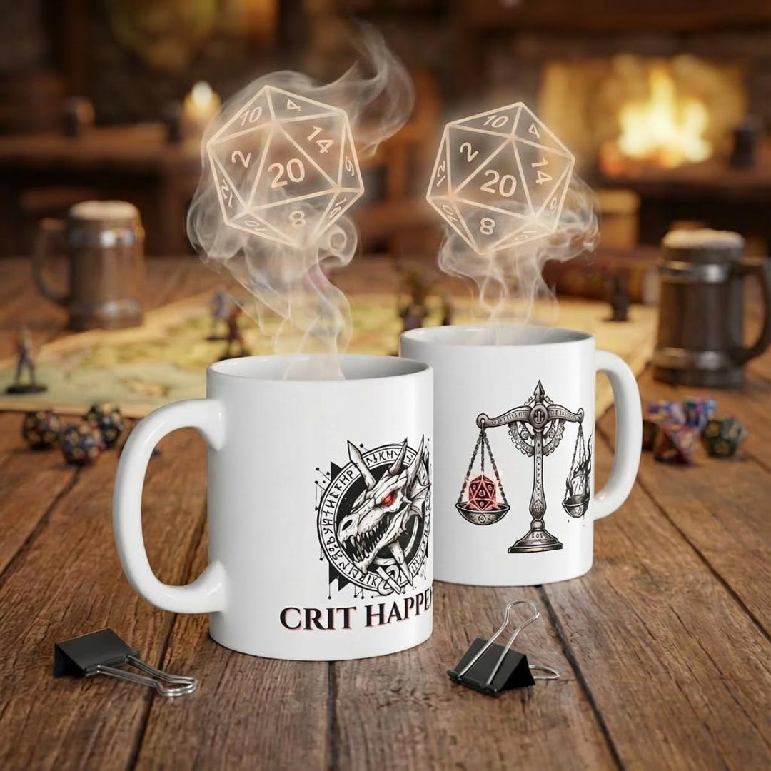 Dragon D20 RPG Mug | Crits Happen Ceramic Coffee Cup - Etsy