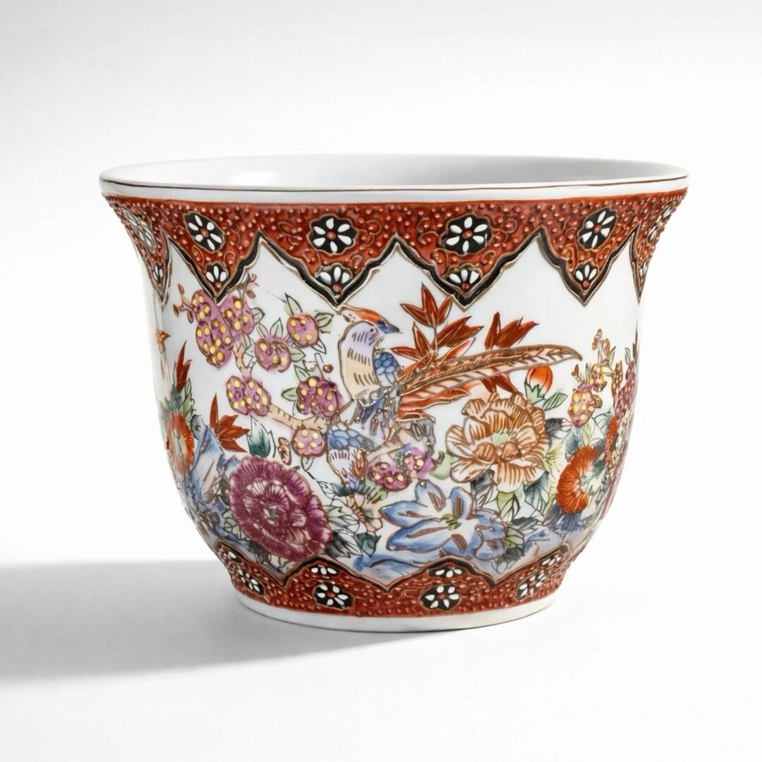 Satsuma Style Chinese Jardiniere | Hand Painted Ceramic Planter Vase ...