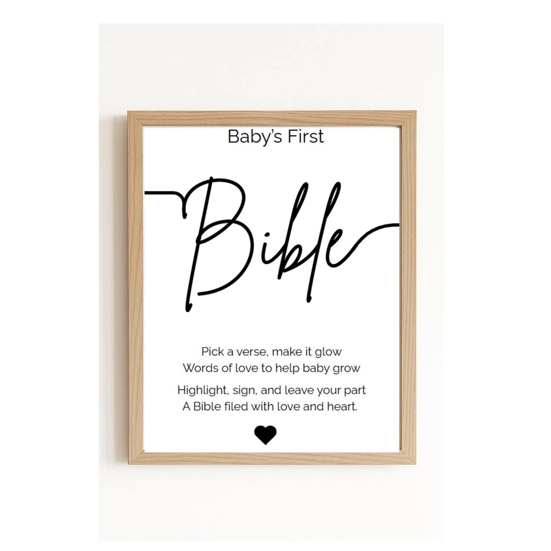 Baby's First Bible Baby Shower Sign Template, Guestbook, Editable Canva ...