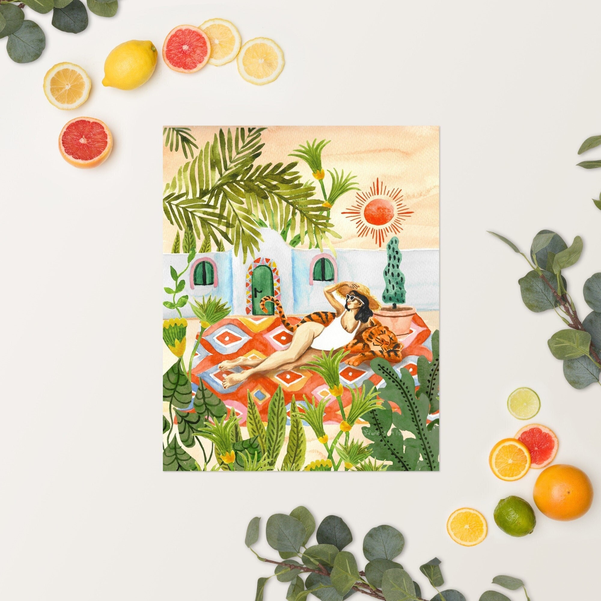 Girl Tiger Jungle Desert Egypt Travel Print / Moroccan / Safari ...