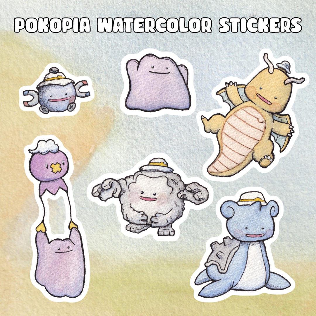 Pokopia Ditto Mini Watercolor Prints | Vinyl Sticker Pack - Etsy UK