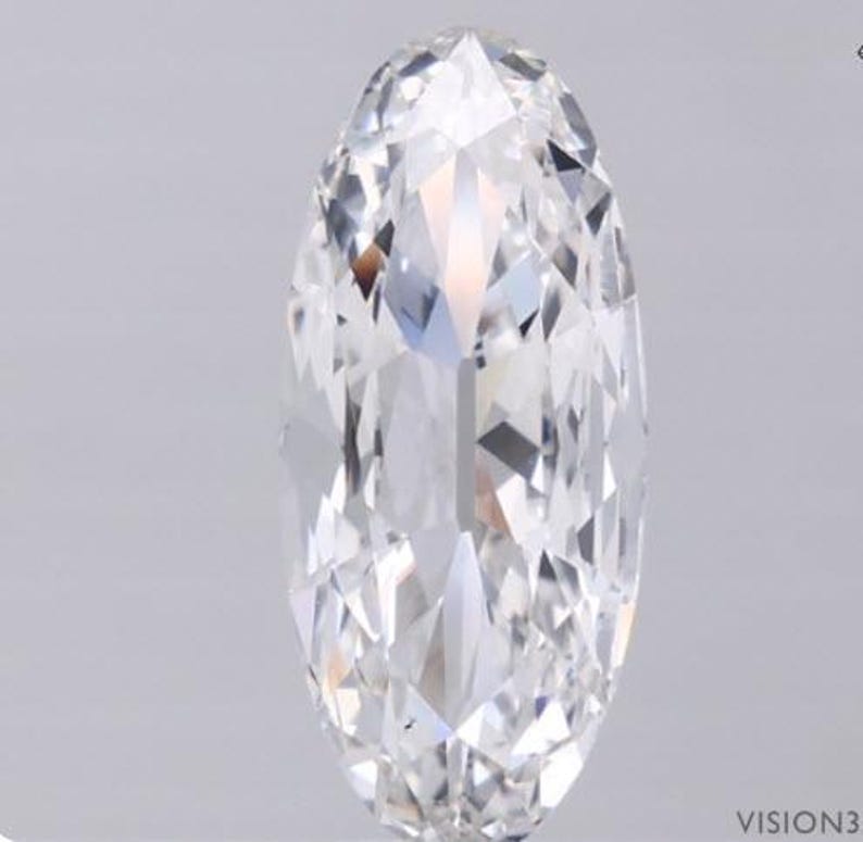 4.20ct Moval Cut Lab Diamond, F Color, VVS2, Rare Elongated Designer ...