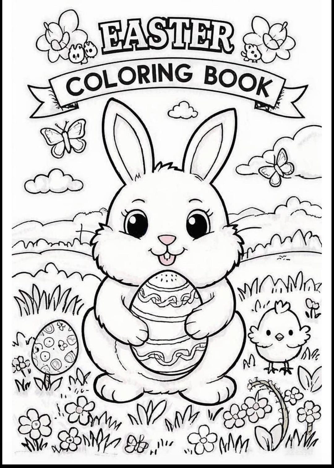 Easter Coloring Book for Kids Printable, Cute Bunny Easter Coloring ...