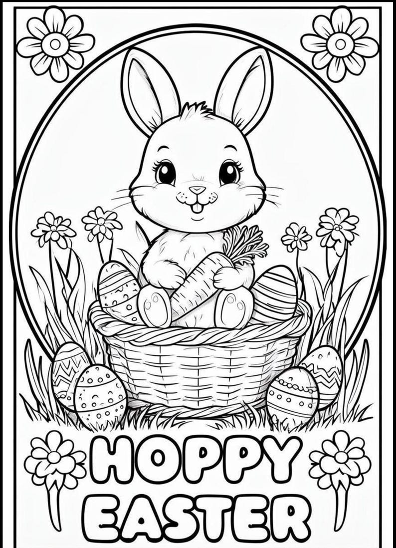 Easter Coloring Book for Kids Printable, Cute Bunny Easter Coloring ...