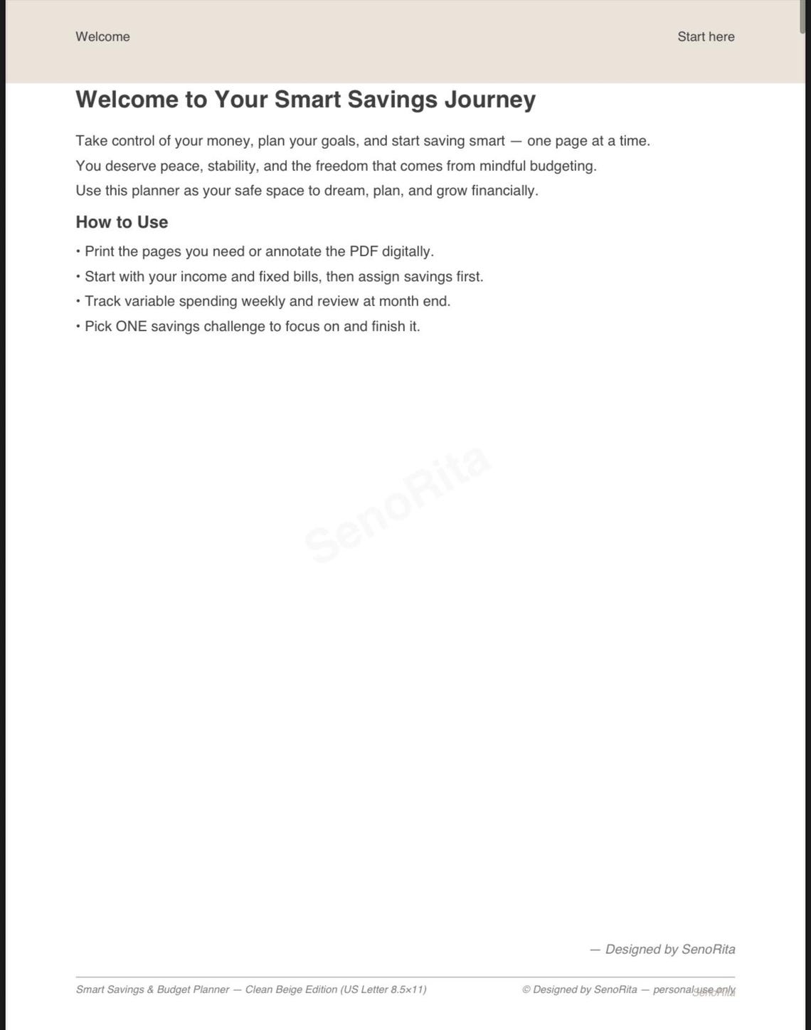 Smart Savings & Budget Planner | Printable Finance Tracker | Money ...