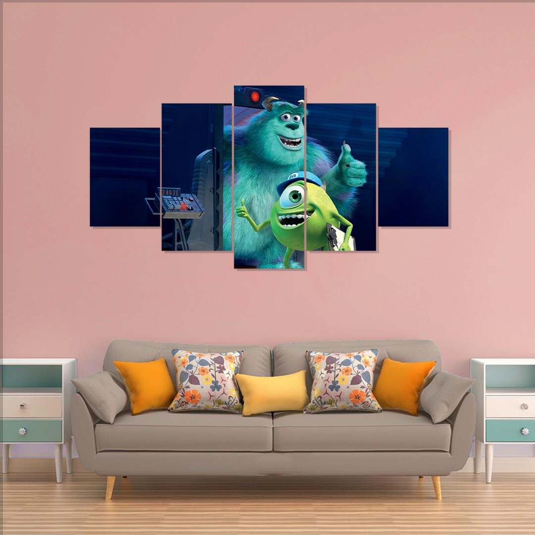 Monsters Inc - Mike and Sully Poster, Movie 5 Pieces Canvas Wall Art - Etsy