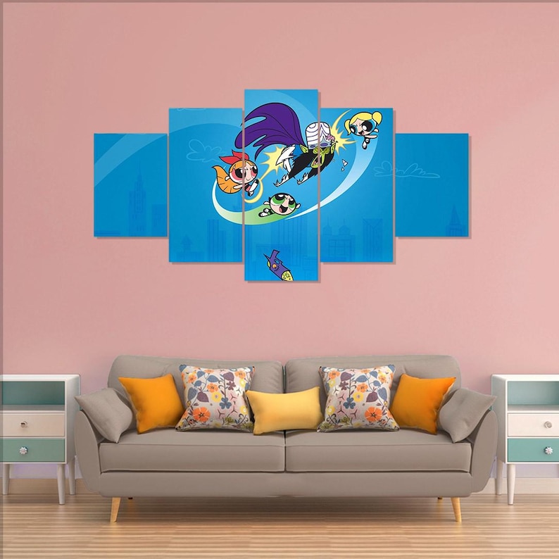 Powerpuff Girls Poster, Cartoon 5 Pieces Canvas Wall Art - Etsy
