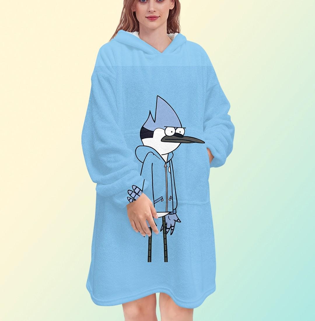 Regular Show Mordecai Blanket Hoodie, Oversize Fleece Sweatshirt ...
