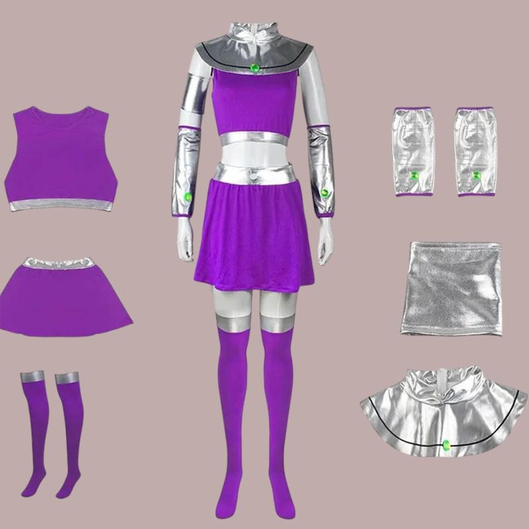 Starfire Cosplay Costume – Princess Koriand’r Dress Gloves Socks ...