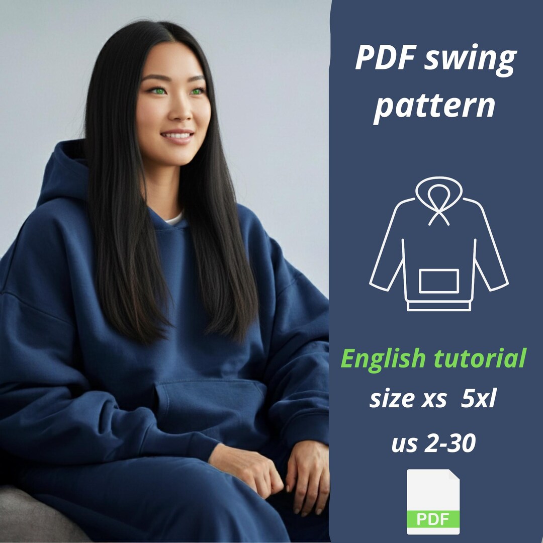Oversized Hoodie PDF Sewing Pattern Hoodie Sewing Pattern PDF XS–5XL ...