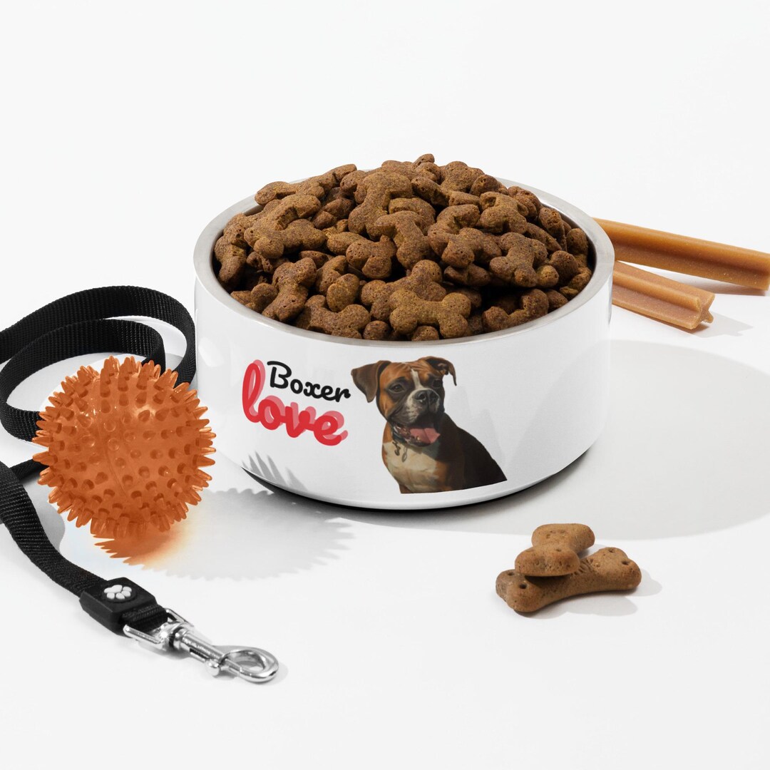 Boxer Dog Bowl: Custom Name Stainless Steel Pet Food Dish - Etsy