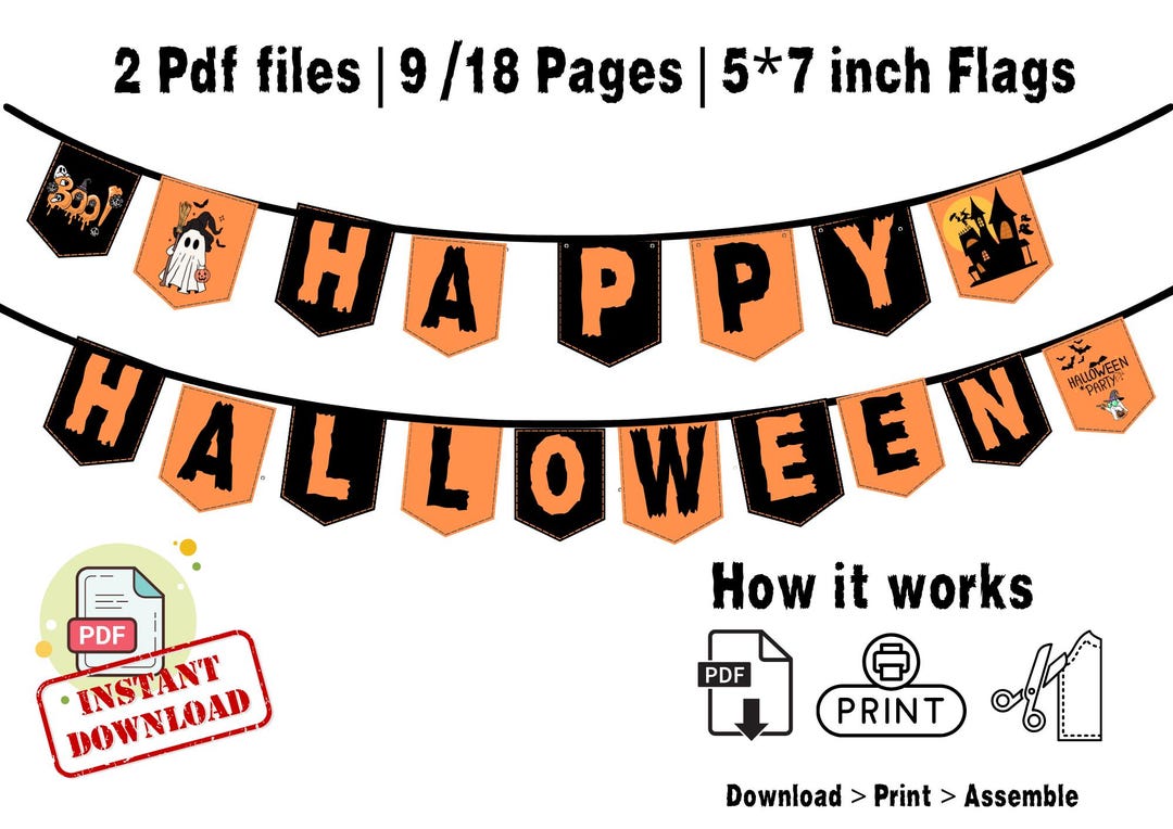 Happy Halloween Bunting Banner | Printable Classroom & Party Decoration ...