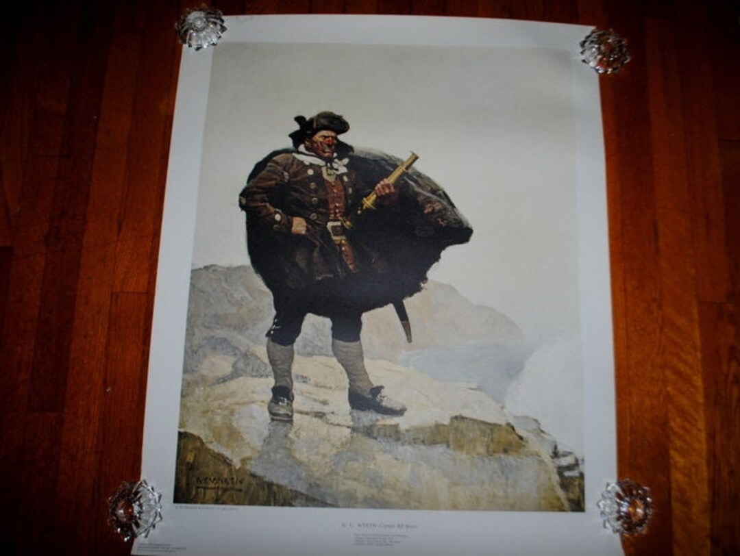 Original Vintage 1971, Lithograph , Art, Large Poster " Bill Bones ...