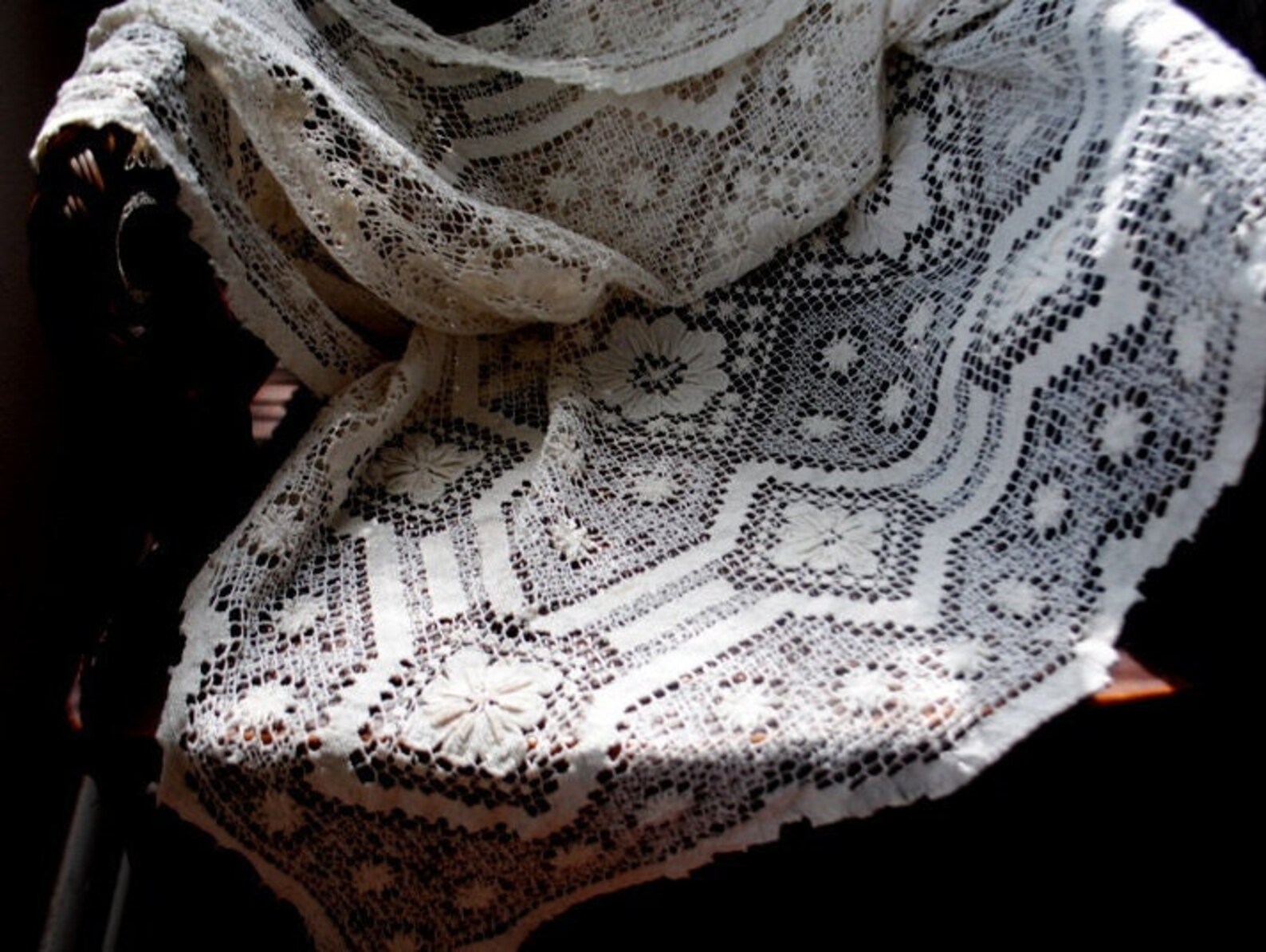 1920 Vintage Art Deco , off White Cotton, Crochet, Italian Mondano ...