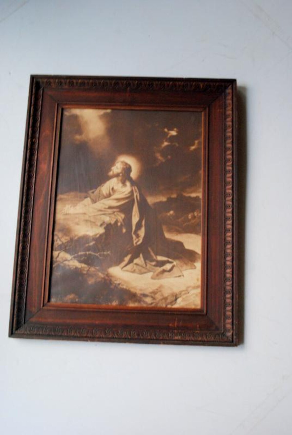 1900 Vintage , Religious, Famous Lithograph , Sepia Art Print" Jesus in ...