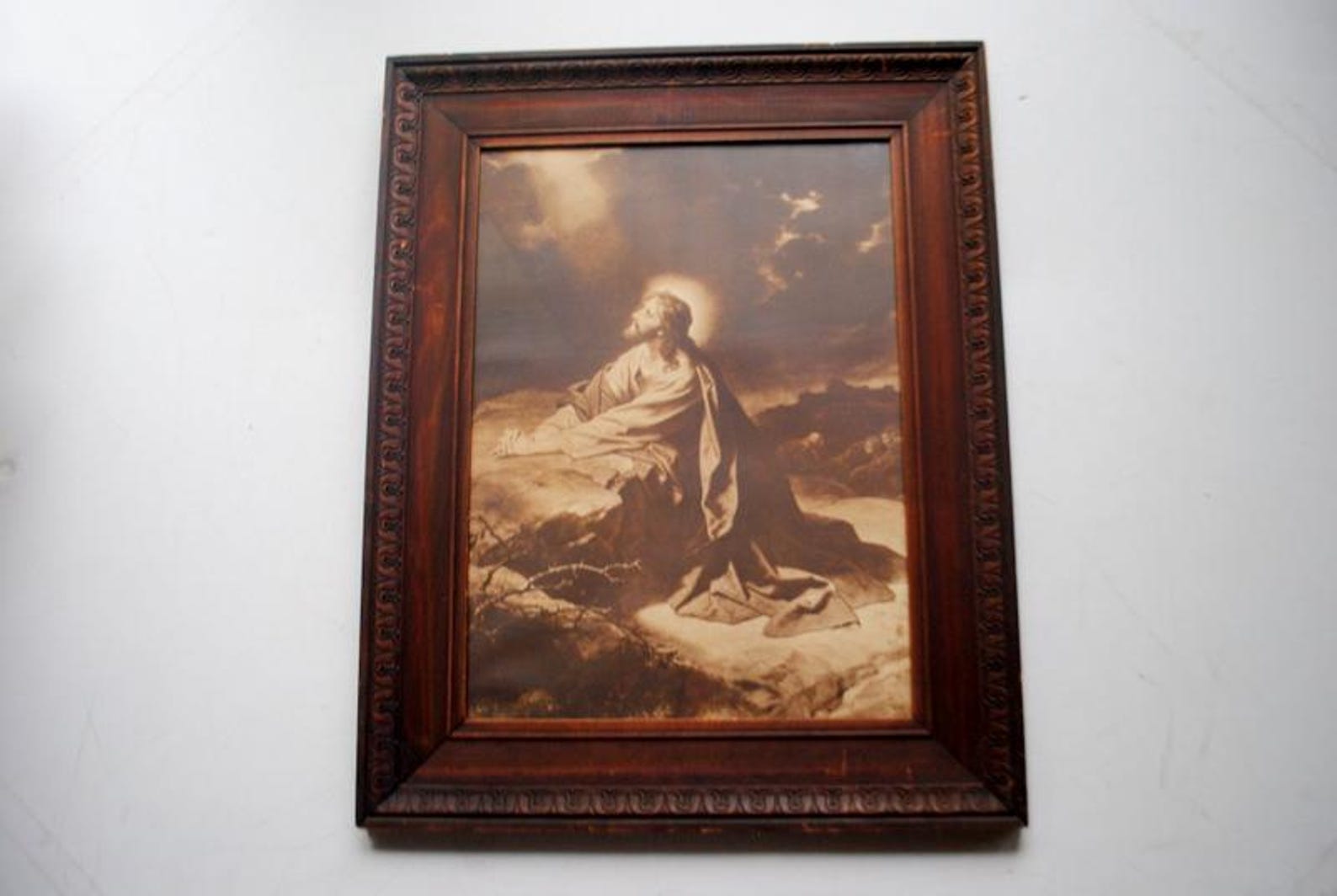 1900 Vintage , Religious, Famous Lithograph , Sepia Art Print" Jesus in ...