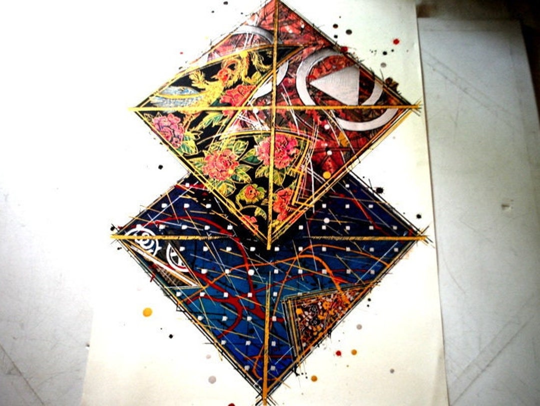 1989 Vintage , Original , Large , Heavy Stock , Serigraphic , Abstract ...