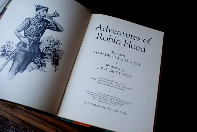 World Classic Vintage 1953, Children's Book" Adventure of Robin Hood ...