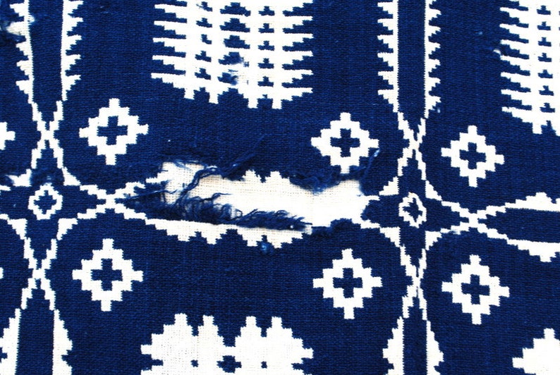 American Heirloom Vintage 1800 Navy Blue and White Hand | Etsy