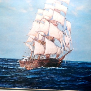 1970 Vintage , Nautical , Lithograph Art Print of the Sailing Ship ...