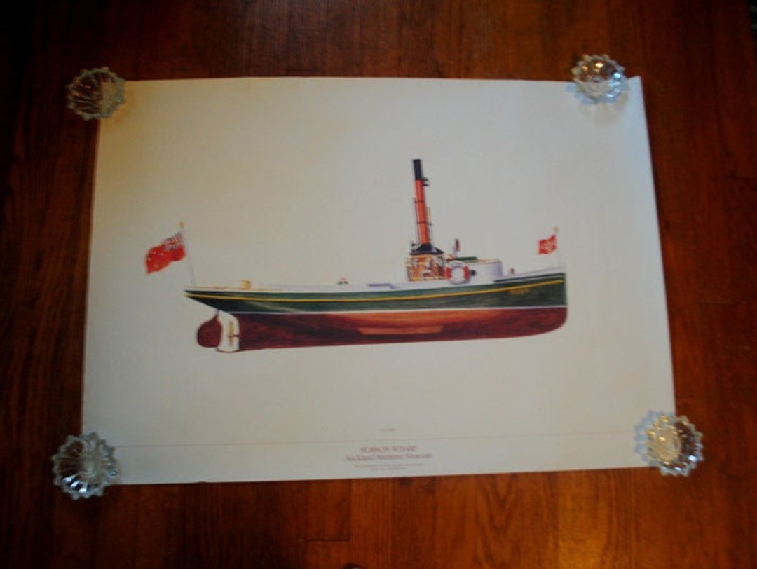 Nautical Vintage 1989 , Original Art Print of the Oldest Working Steam ...