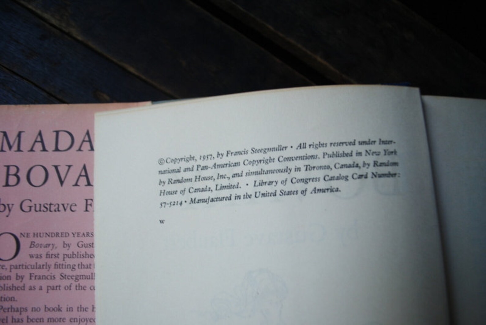 World Classic Vintage 1957 Book "madame Bovary" by Gustave Flaubert ...