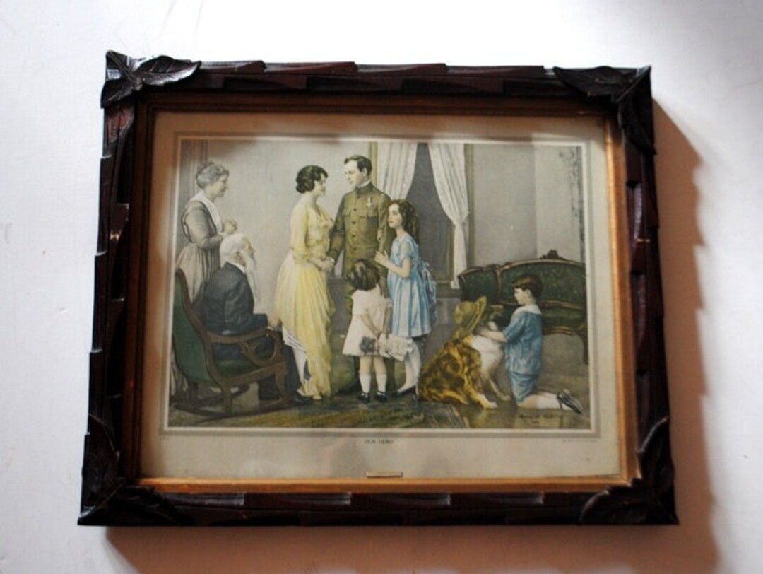 1920 Vintage , Rare Lithograph, Colored Photo Print" Our Hero" by Harry ...
