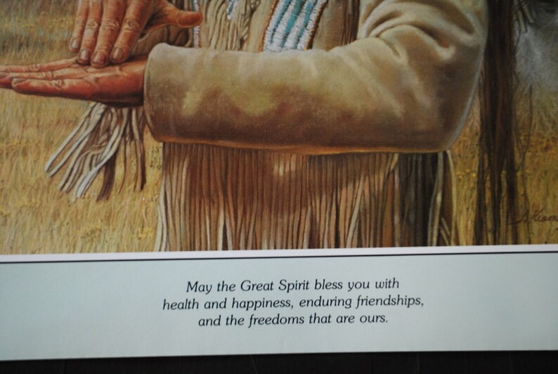 1986 Vintage , Rare Lithograph , a Sidekick Art Print " Native American ...