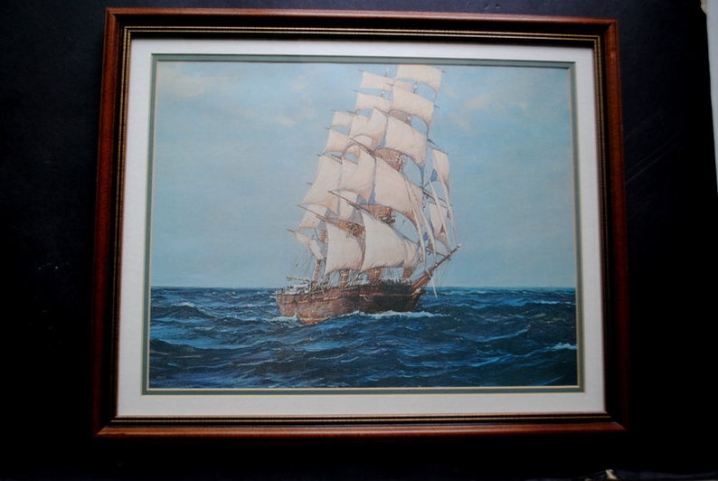 1970 Vintage , Nautical , Lithograph Art Print of the Sailing Ship ...