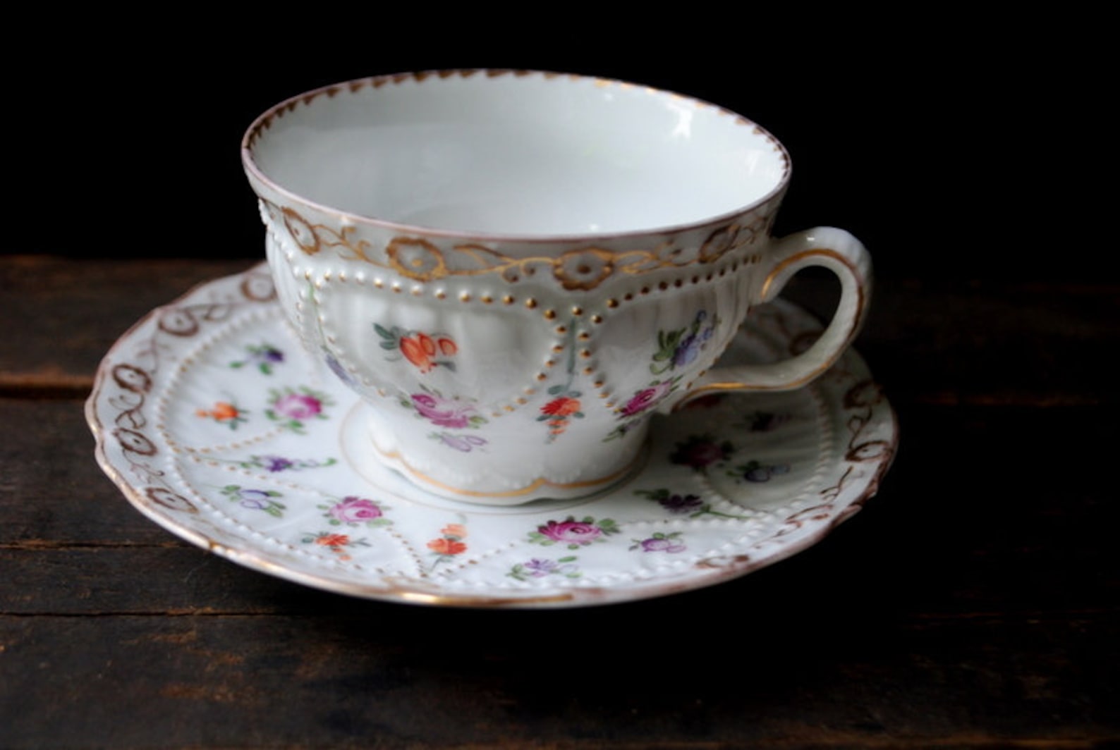 Luxurious Vintage 1800s, Dresden Porcelain Tea Set With a Raised Dots ...